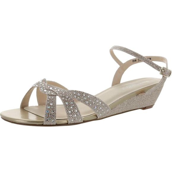 Touch Ups | Shoes | Touch Ups Womens Lena Gold Faux Leather Open Toe ...